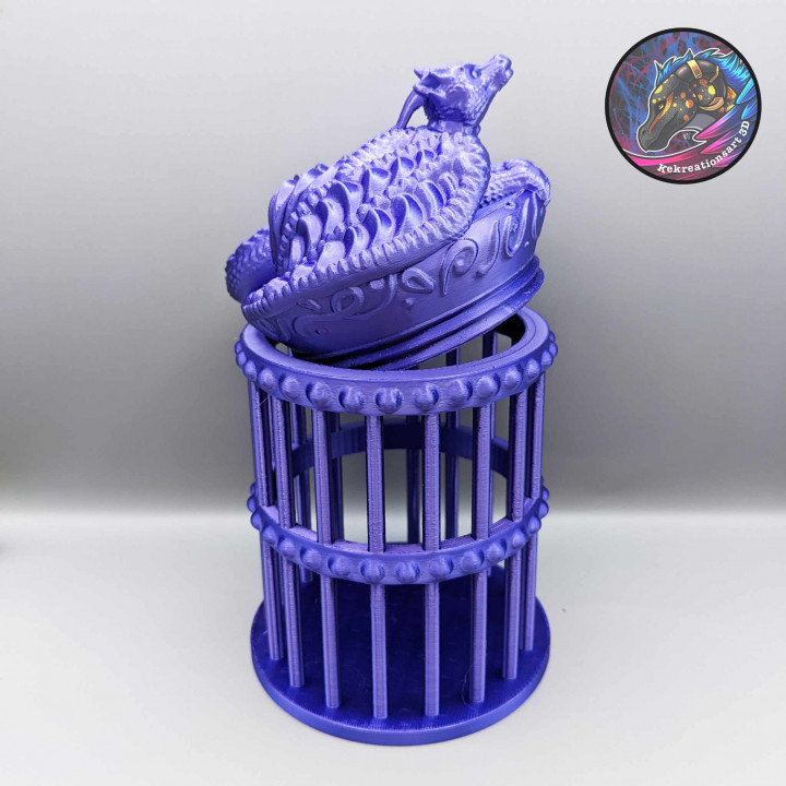 3D Printable Dragon Dice Cage, Dice Container by Kirsten M