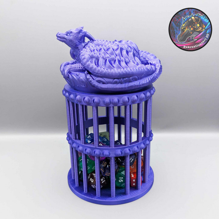 3D Printable Dragon Dice Cage, Dice Container by Kirsten M
