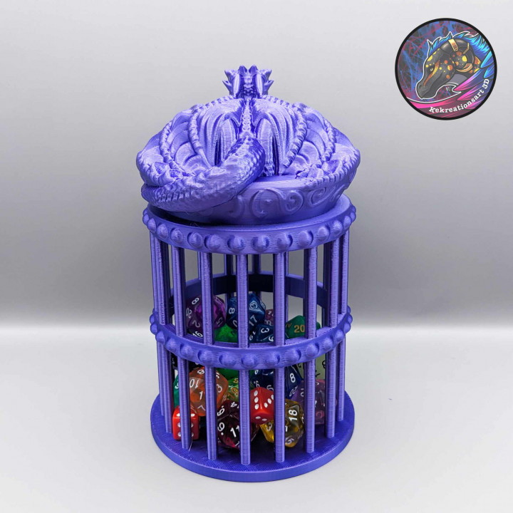 3D Printable Dragon Dice Cage, Dice Container by Kirsten M
