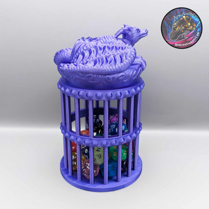 3D Printable Dragon Dice Cage, Dice Container by Kirsten M