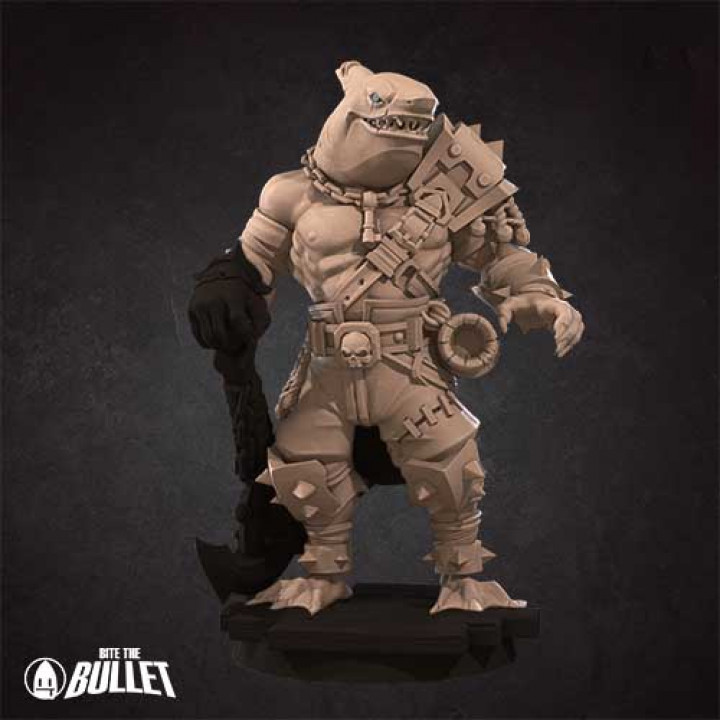 3D Printable Sharkfolk Bandit Boss (2 Versions) by Bite the Bullet