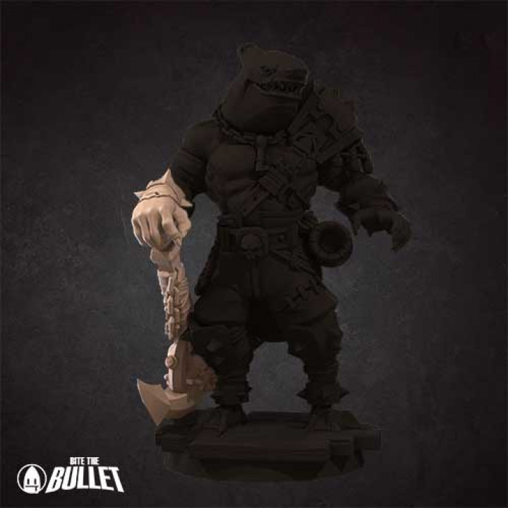 3D Printable Sharkfolk Bandit Boss (2 Versions) by Bite the Bullet