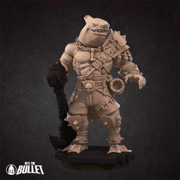 3D Printable Sharkfolk Bandit Boss (2 Versions) by Bite the Bullet