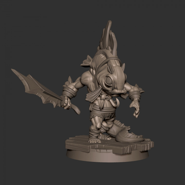 3D Printable Locathah Bandit (Sword) by Bite the Bullet