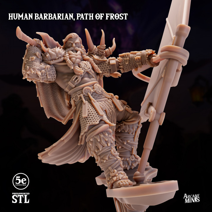3D Printable Human Barbarian Male, Path of Frost by Sordane Publishing