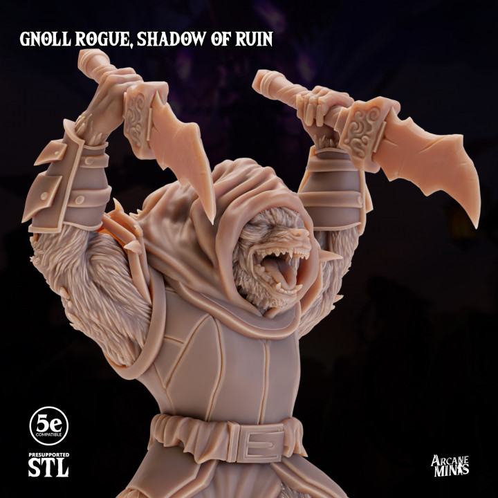 3D Printable Gnoll Rogue, Shadow of Ruin by Sordane Publishing