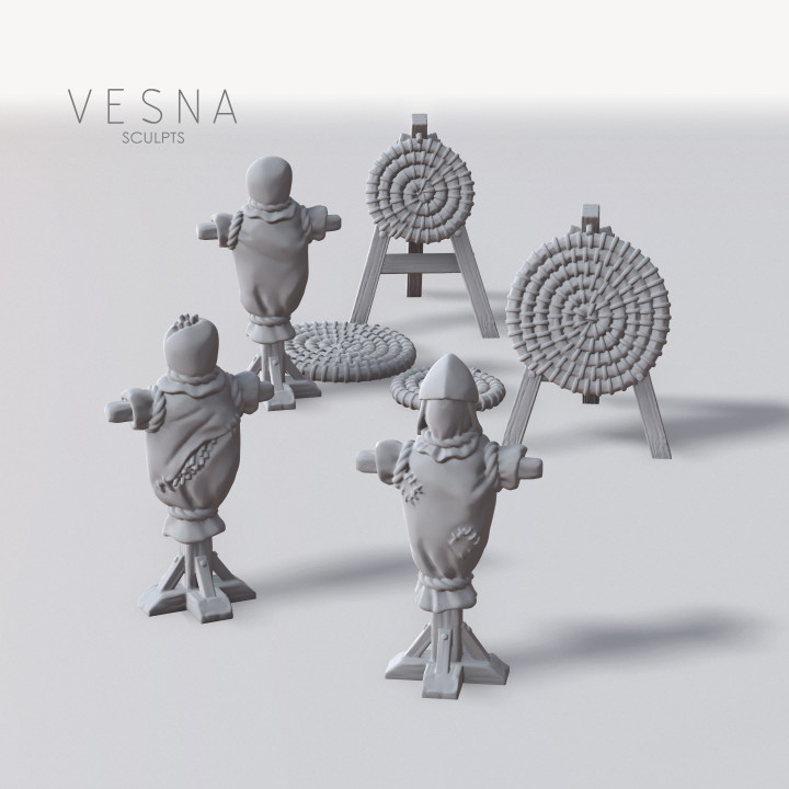 3D Printable ARCHERY TRAINING GROUND - DUMMIES AND TARGETS by VESNA SCULPTS