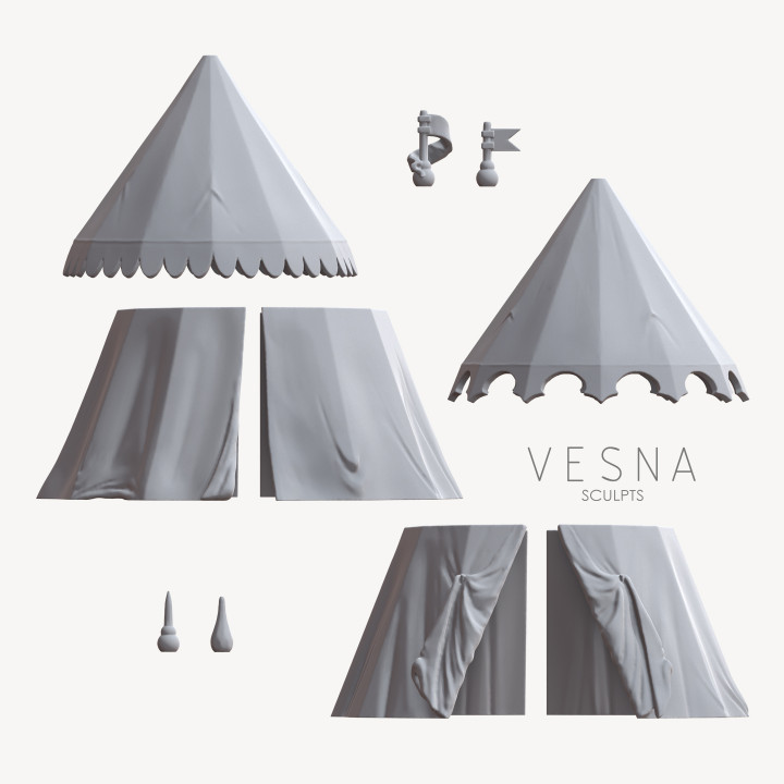 3D Printable MEDIEVAL CAMP - 12-SPOKES TENTS by VESNA SCULPTS 3D Printable MEDIEVAL CAMP - 12-SPOKES TENTS by VESNA SCULPTS