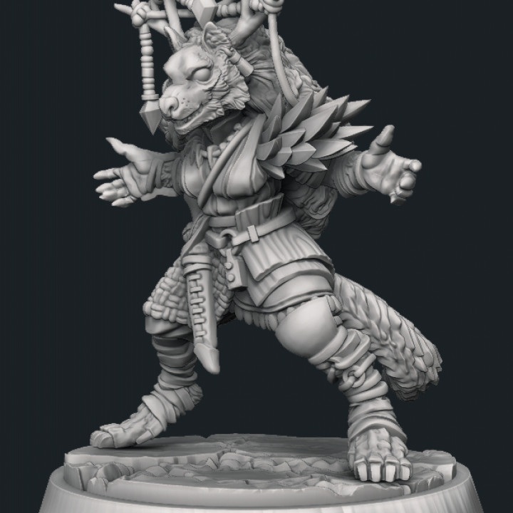 3D Printable Female Werewolf Druid Miniature by Stonehaven Miniatures