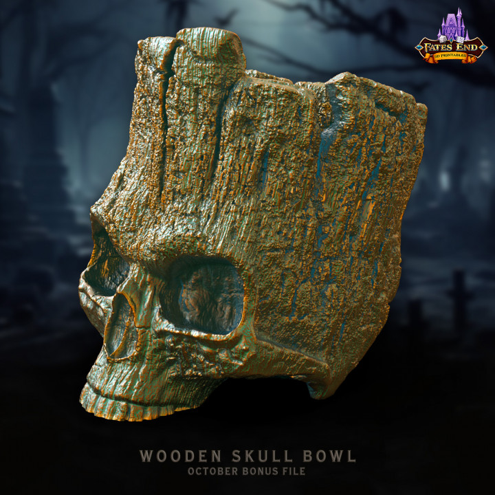 3D Printable Wooden Skull Bowl - SUPPORT FREE! by FatesEnd