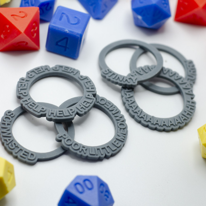 3D Printable Novelty Status Effect Rings Bundle - Series 1 by Found ...