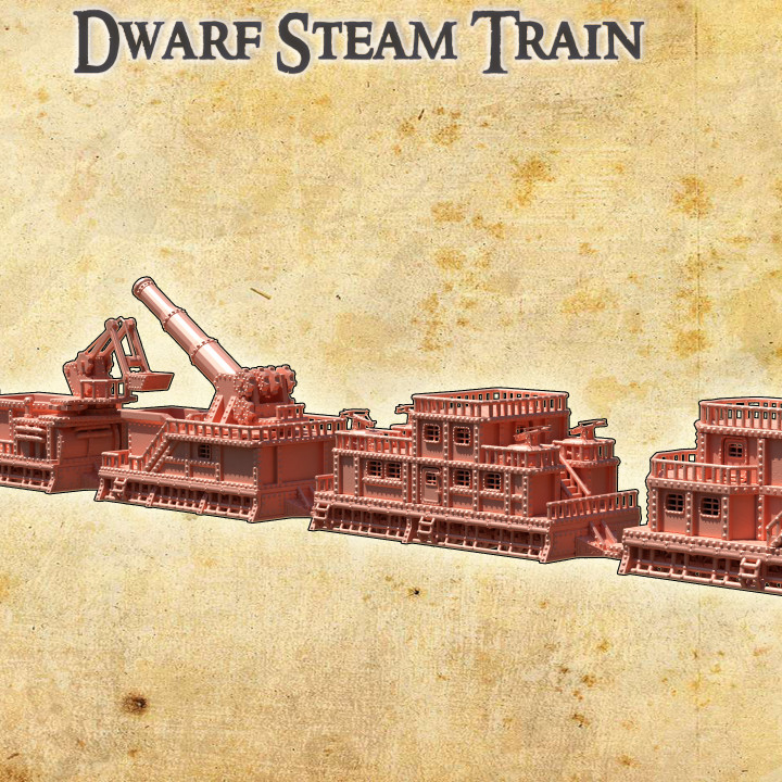 3D Printable Dwarf Steam Train - Tabletop Terrain - 28 MM by MiniatureLand