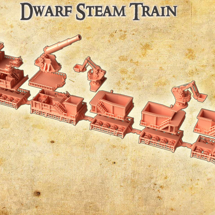 3D Printable Dwarf Steam Train - Tabletop Terrain - 28 MM by MiniatureLand
