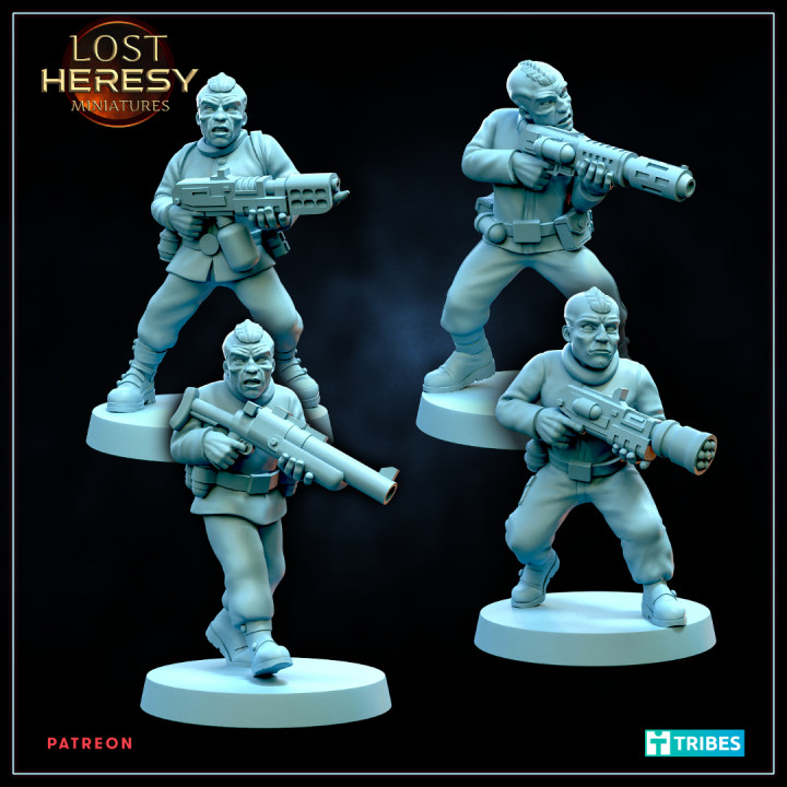 3D Printable Alien Insurrectionists with Squad Weapons by Lost Heresy ...