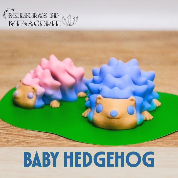 3D Printable M3D - Flexi Baby Hedgehog (Revised) by Meliora3D