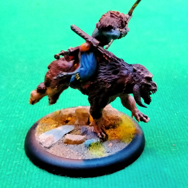 3D Printable Gldn08: Geladan (Baboon man) Mounted Archer on Warbeest ...