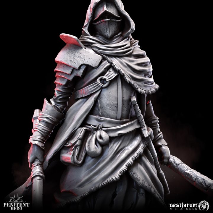 3D Printable Knight Brigand | Lone Heroes | Hero by Bestiarum Miniatures