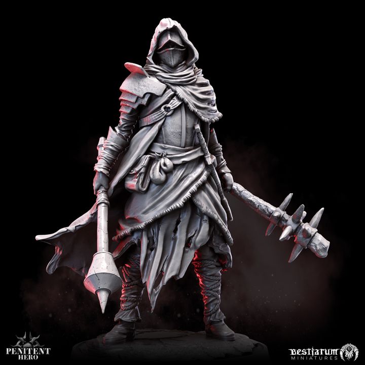 3D Printable Knight Brigand | Lone Heroes | Hero by Bestiarum Miniatures