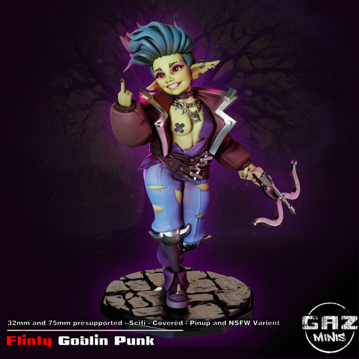 3D Printable Flinty the Punk Goblin by Gaz Minis