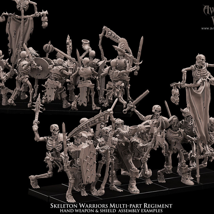 3D Printable Skeleton Warriors multi-part regiment by Avatars of War