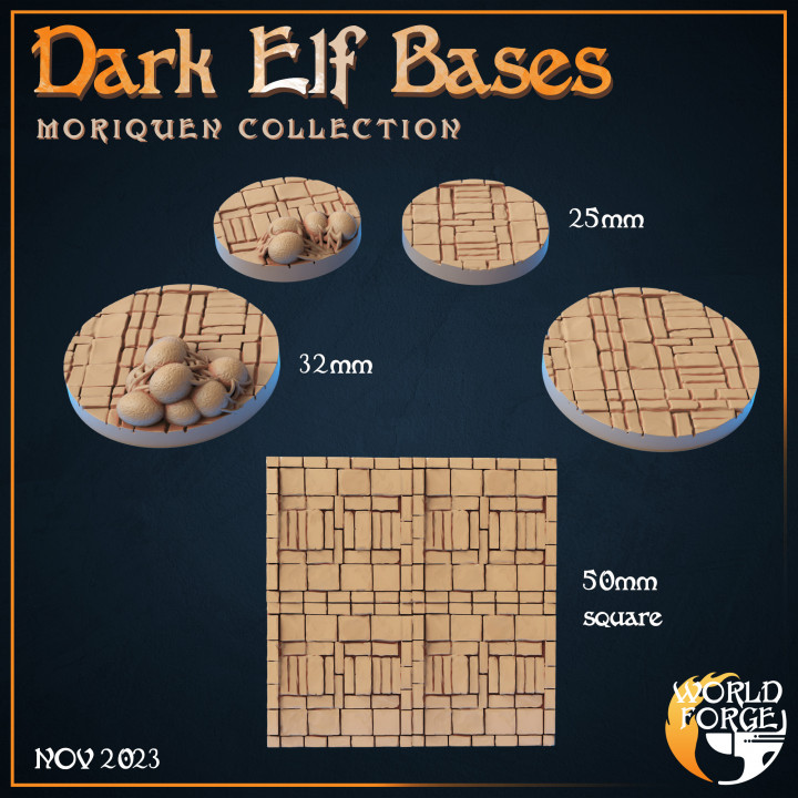 3D Printable Dark Elf Bases x5 by World Forge Miniatures