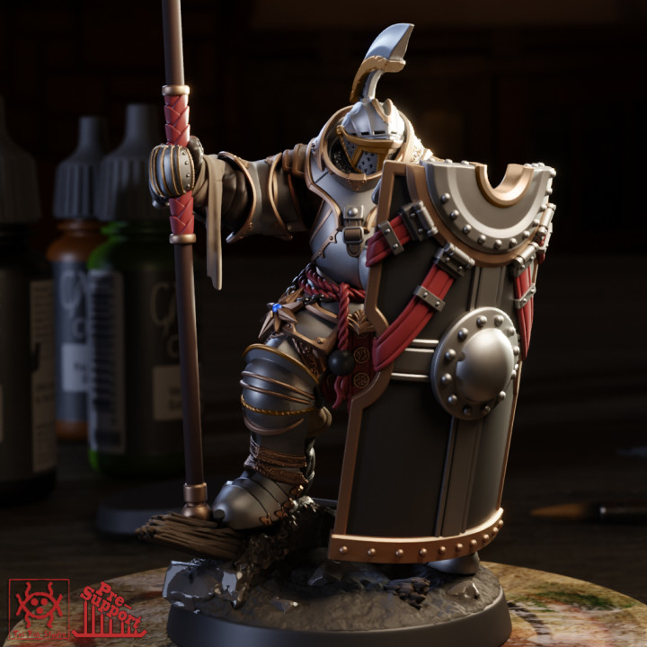 3D Printable Adventurer - Heavy Armored Male Knight by Tri Fin Studio