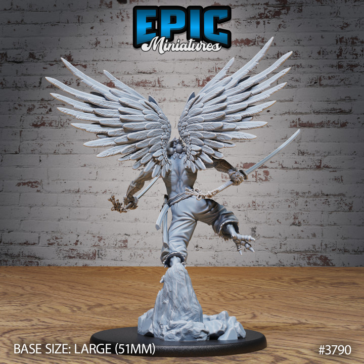 3D Printable Tengu Bird Folk Lord Attacking / Winged Avian / Raven ...