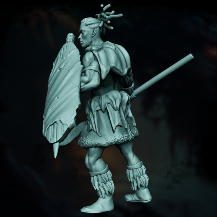 3D Printable Tribes Warrior Spearman by Monster Atlas