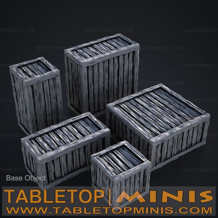 3D Printable Wooden Crates by TableTopMinis