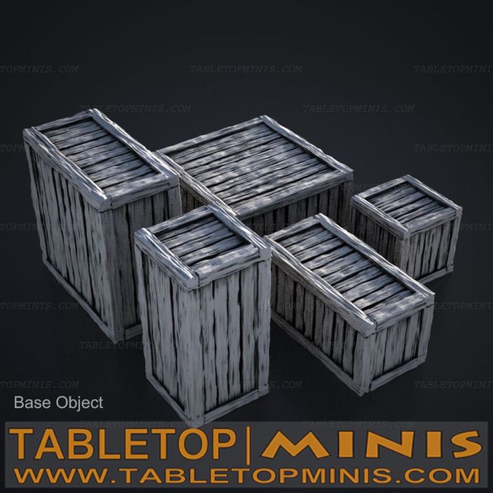 3D Printable Wooden Crates by TableTopMinis
