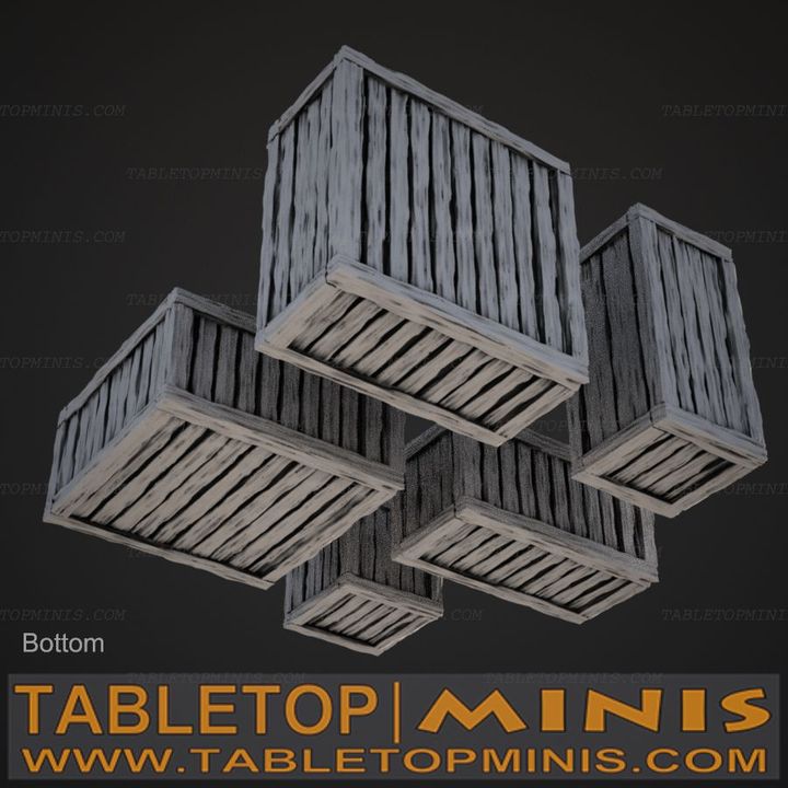 3D Printable Wooden Crates by TableTopMinis