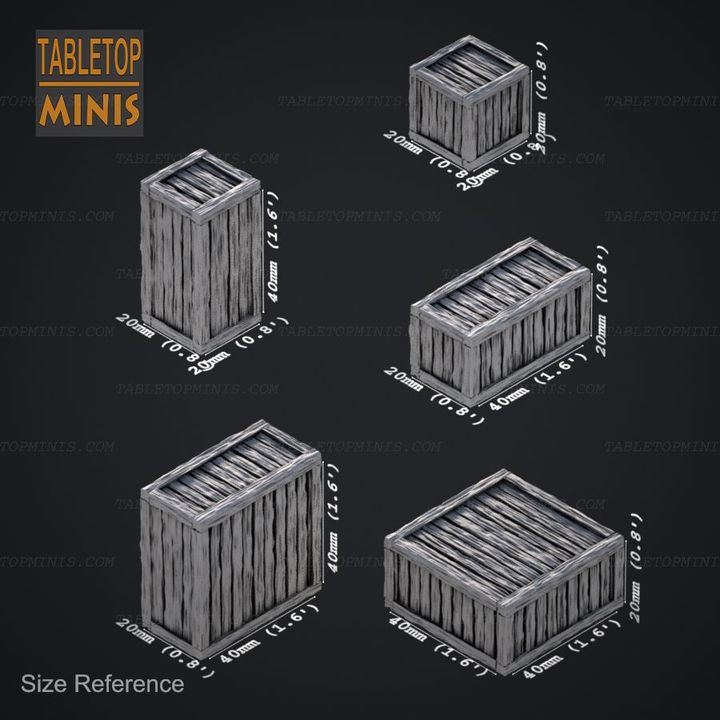 3D Printable Wooden Crates by TableTopMinis
