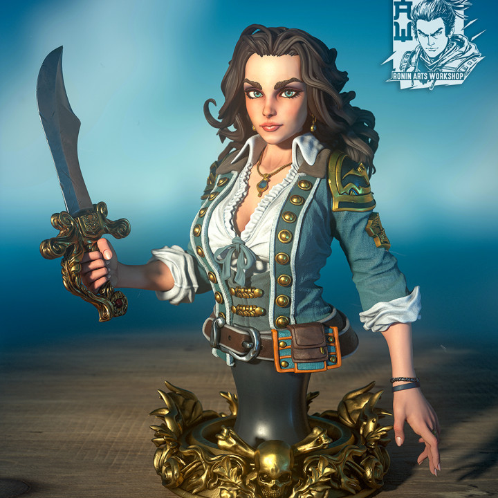 3D Printable Rosalia The Corsair - Pirate Bust by Ronin Arts Workshop