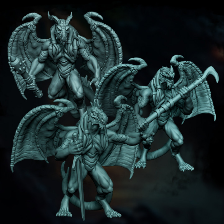 3D Printable Abishai Fiends Bundle 5 Variants by Monster Atlas