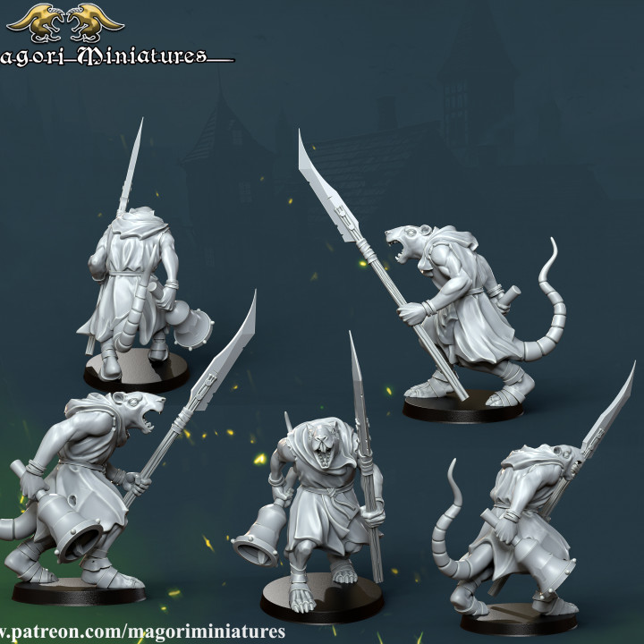 3D Printable Ratfolk warband vol1 by Magori Minaitures
