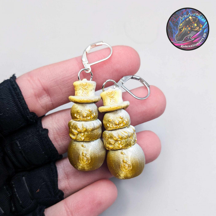 3D Printable Flexi Snowman Keychain and Earring by Kirsten M