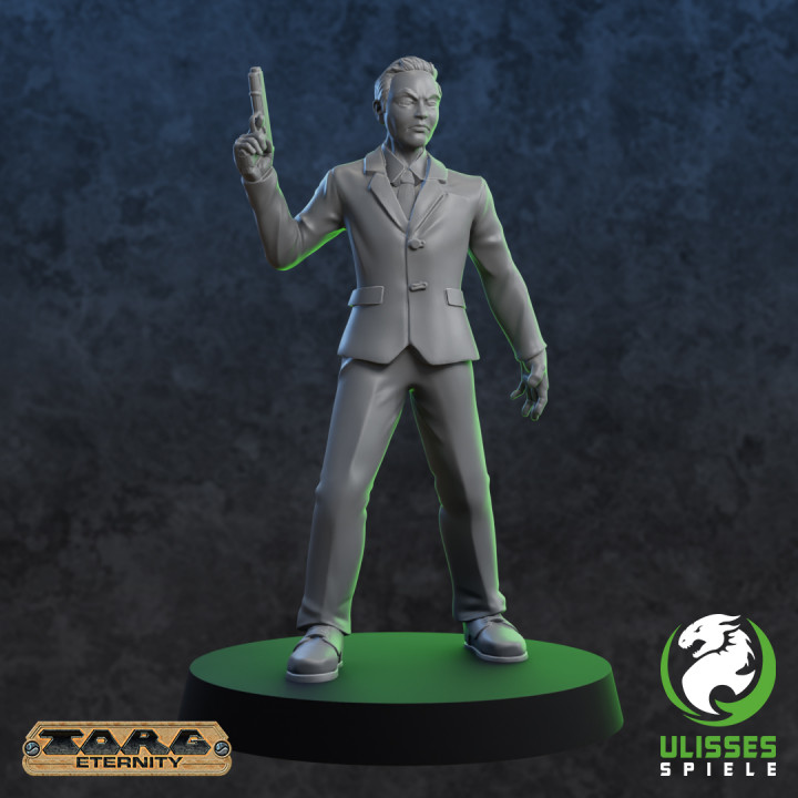 3D Printable Torg Eternity - Pan-Pacifica Bodyguard by Ulisses Spiele