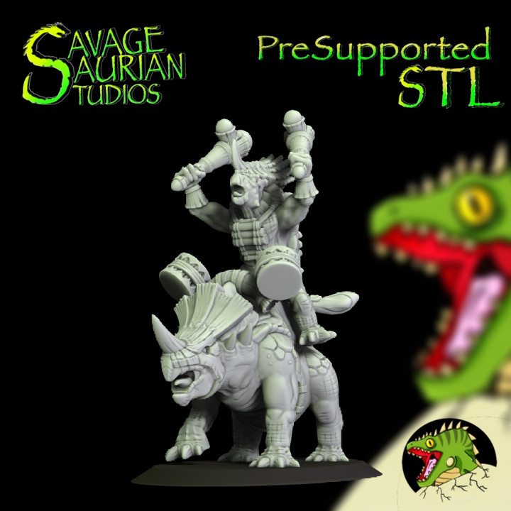 3D Printable Rhinodon Riders - Lizardmen by Savage Saurian Studios