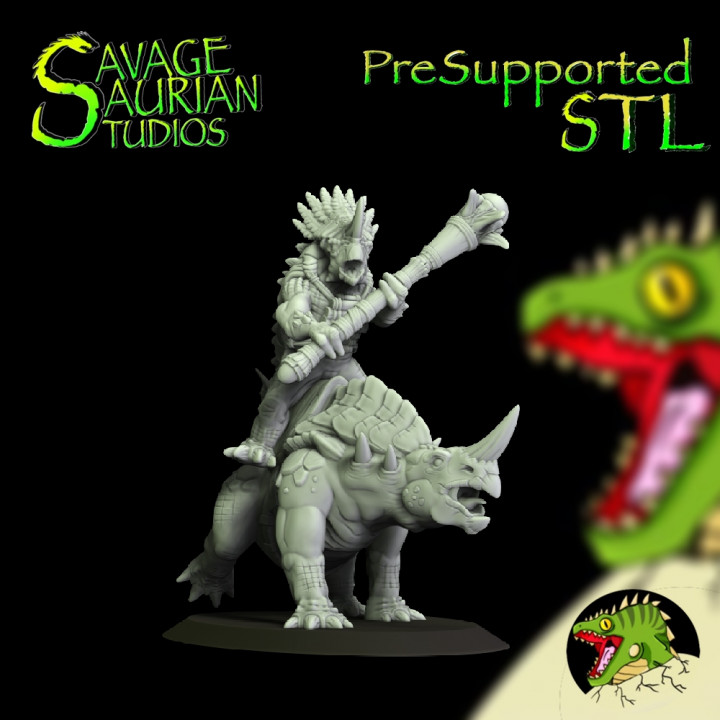 3D Printable Rhinodon Riders - Lizardmen by Savage Saurian Studios