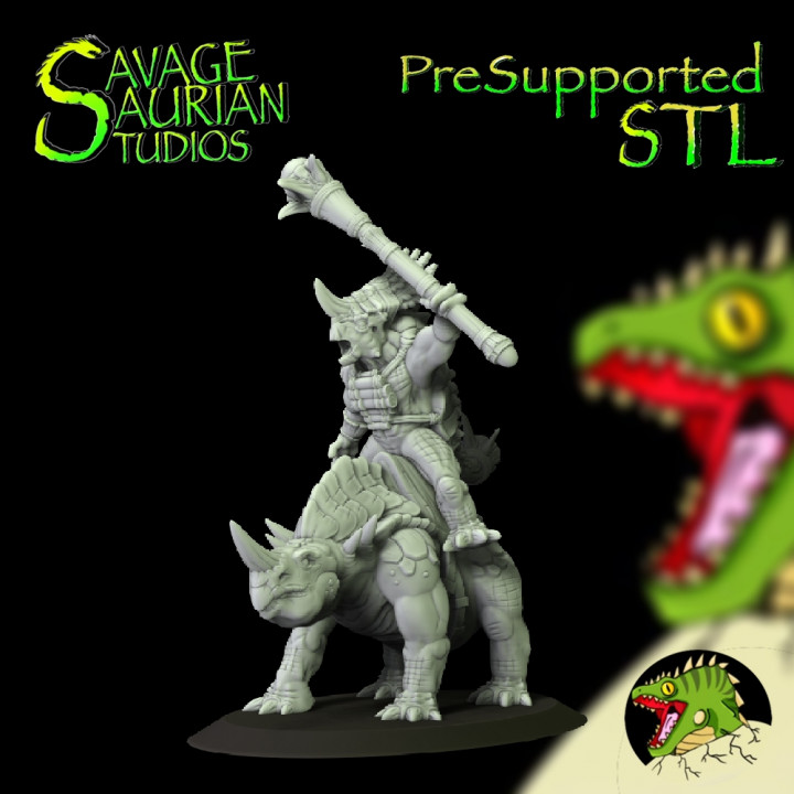3D Printable Rhinodon Riders - Lizardmen by Savage Saurian Studios