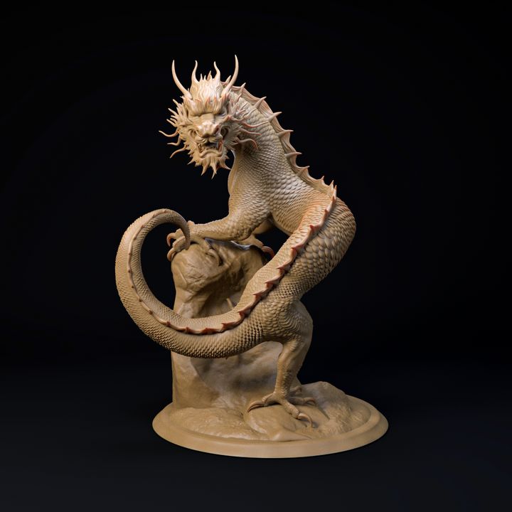 3D Printable Chinese Dragon 32mm scale pre-supported lung dragon by ...