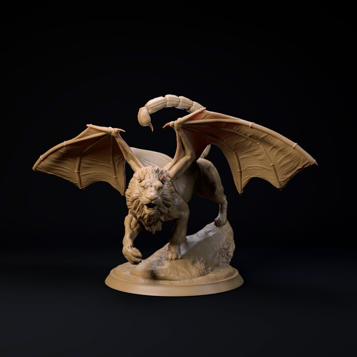 3D Printable Manticore 32mm pre-supported by Dino and Dog