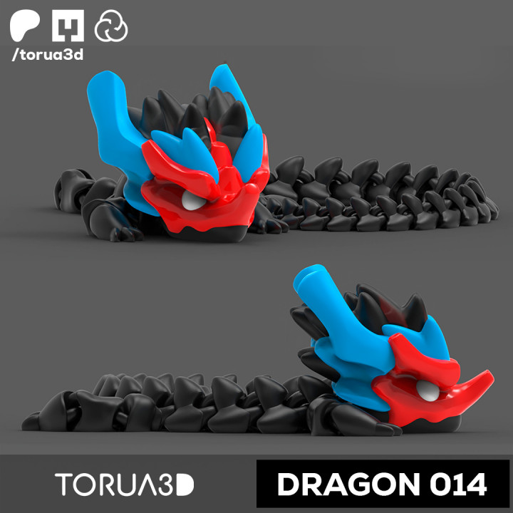 3D Printable Articulated Dragon 014 - STL file - No supports - Print in ...