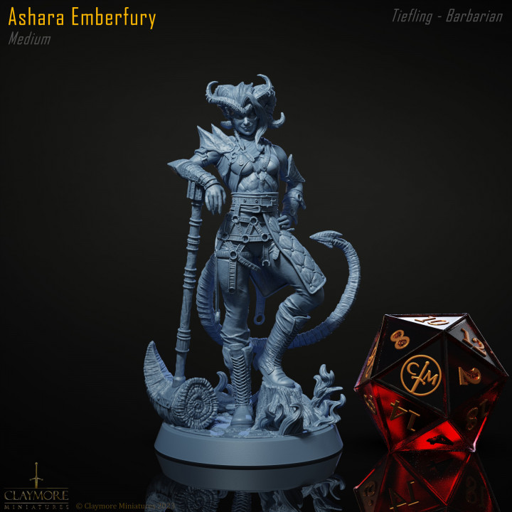 3D Printable Ashara Emberfury by Claymore Miniatures