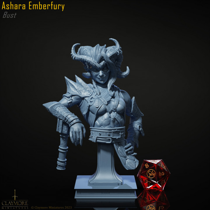 3D Printable Ashara Emberfury - BUST by Claymore Miniatures