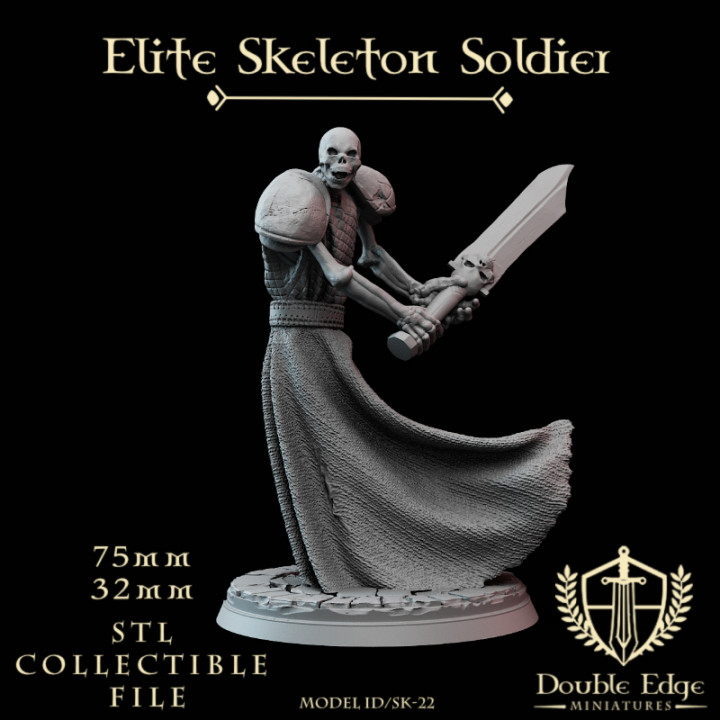 3D Printable Elite Skeleton Soldier by Double Edge Miniatures
