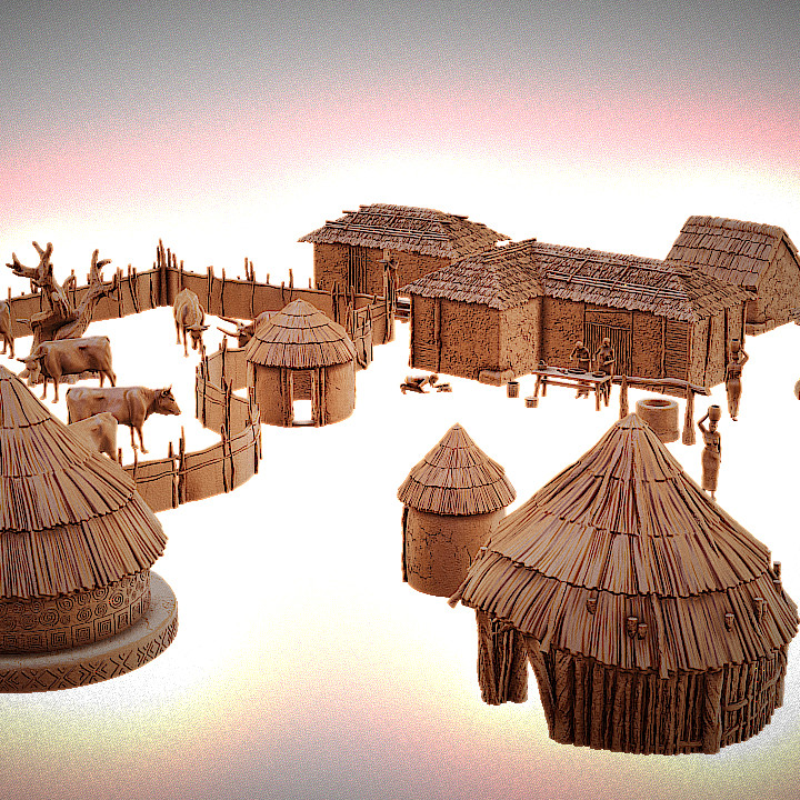 3D Printable Realistic African Village by Key Capas