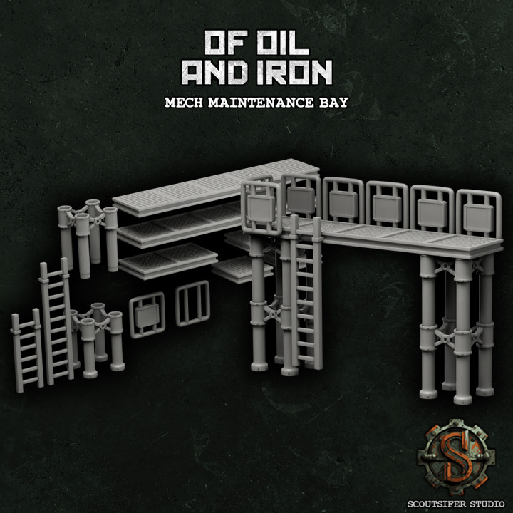 3D Printable Mech Maintenance Bay / Hangar Diorama Terrain Set by ...