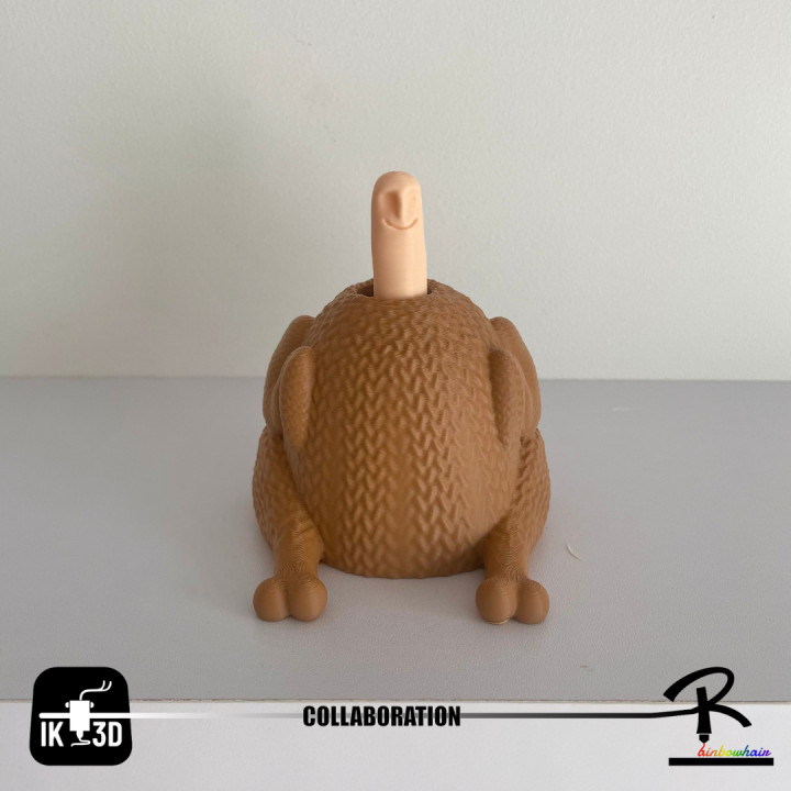 3D Printable MR NICE TURKEY HIDDEN MIDDLE FINGER - NO SUPPORTS by IK3D