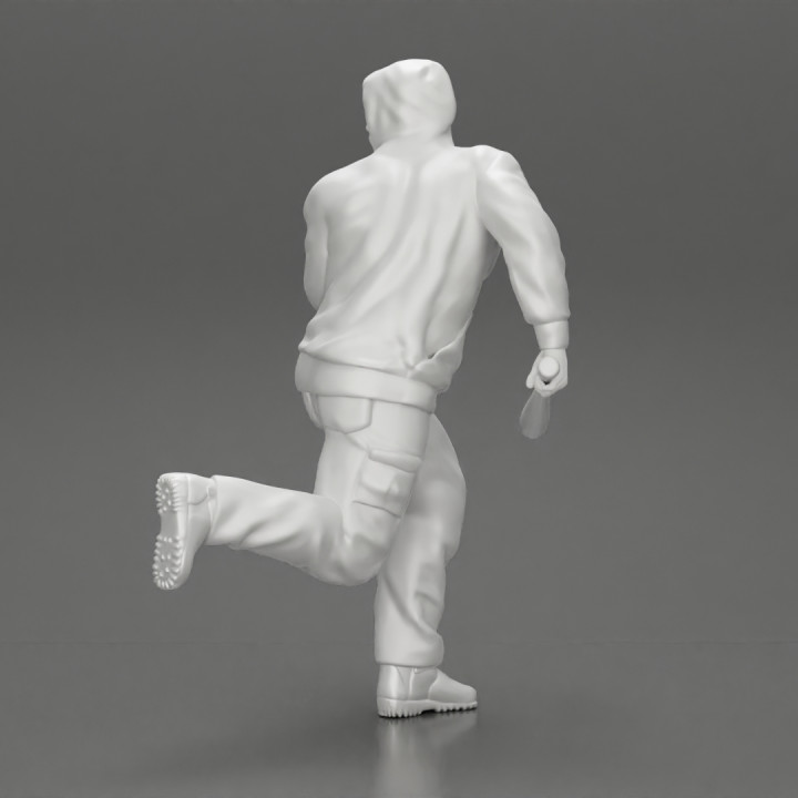 3D Printable gangster man in hoodie fears running and holds a baseball ...